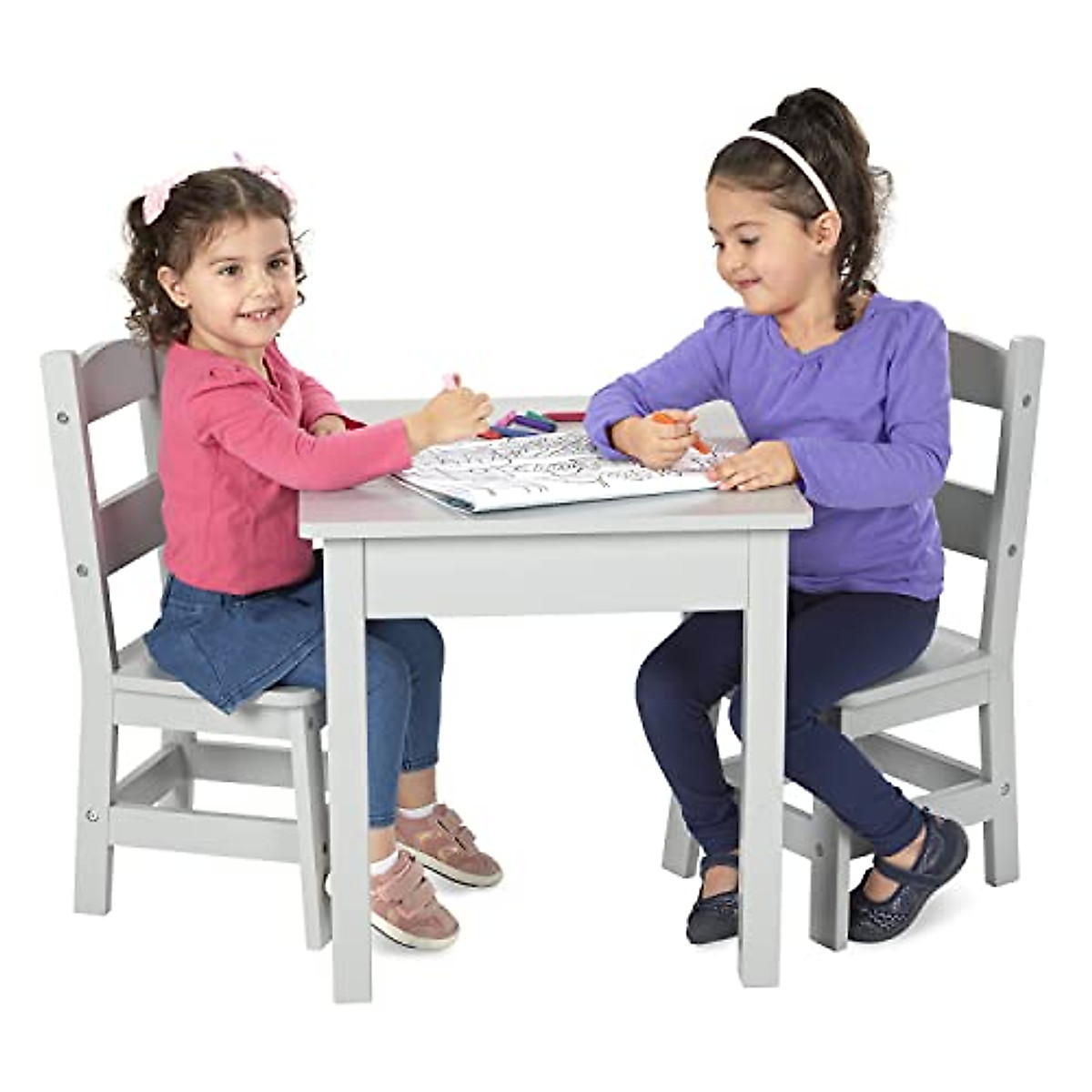 Melissa & Doug Table & Chairs-Gray Furniture - Wooden Activity Play Table And Chairs Set For Kids