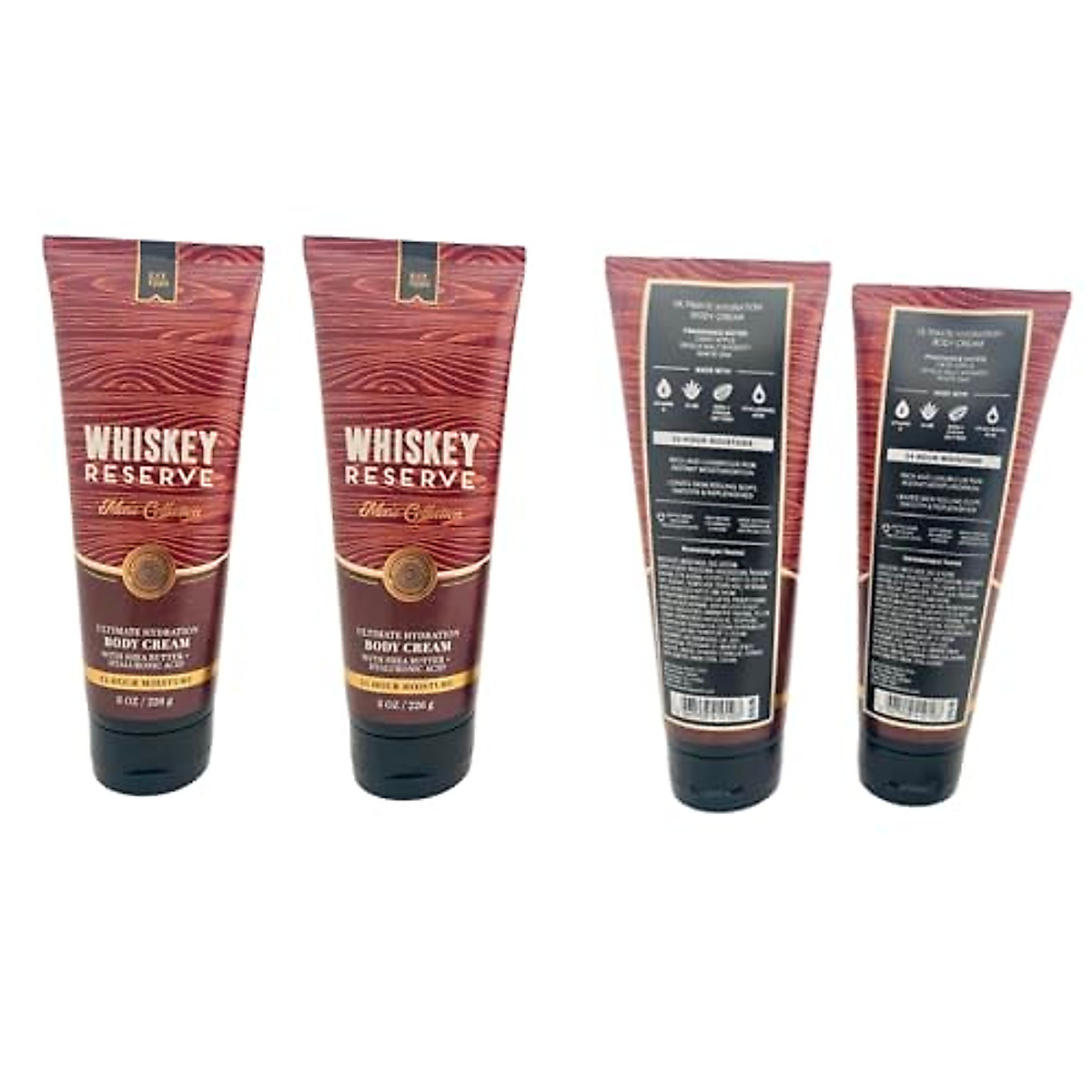 Bath & Body Works Men's Whiskey Reserve Ultra Shea Cream 8 Oz 2 Pack - Ultimate Hydration, 16 Ounce