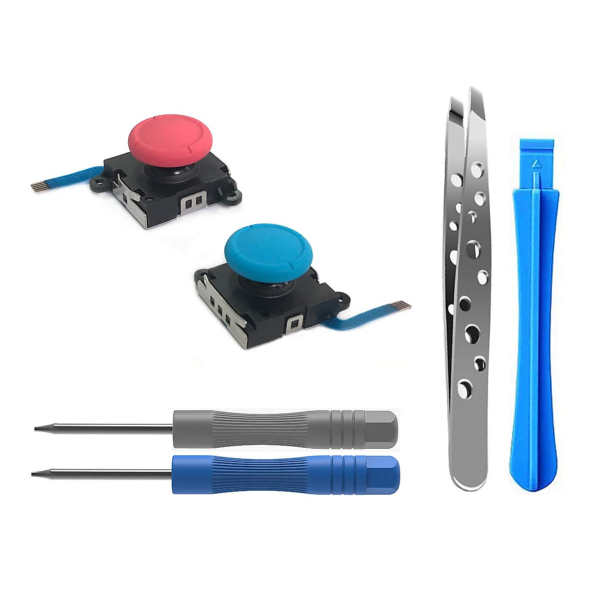 ElecGear Joystick Replacement for Switch Joy-con Controller and Switch Lite, Left and Right Thumbsticks, Analog Stick Sensor USB Module with Repair Part Tool included (Red/Blue)
