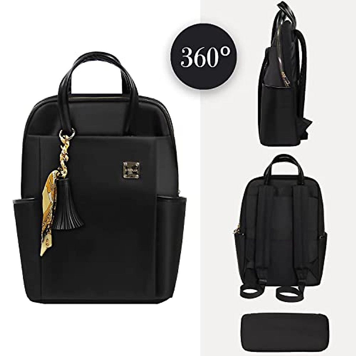 Kamlui Laptop Backpack Purse15.6 Inch16 for Women Business Work Commuter Fashion Carry on Rucsack Satchel Airplane Travel Essentials Accessories Black Laptop Bag