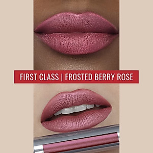 Runway Rogue Silk Glam Liquid Lipstick, Long Wear Frosted Berry-Rose Lipstick, ‘First Class’