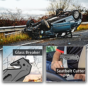 NedFoss T39 Pocket Knife for Men, 3.7" D2 Steel Blade, Frame Lock, 6 in 1 Folding Tactical Knife with Bottle Opener, Glass Breaker, Seatbelt Cutter and Wrench, Belt Clip for Work, Rescue