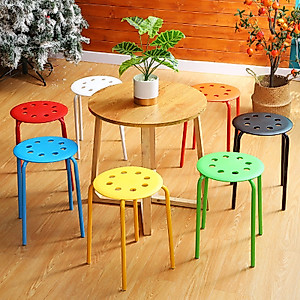 8 Pack Stacking Stools Classroom Stackable Stool Plastic Stack Stool Round Stacking Stool Set Student Round Stool Multipurpose Stool Chairs Flexible Seating for Kids Adult Home Classroom (White)