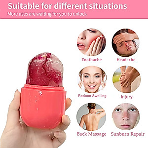 Mini Beauty Face Ice Roller, Ice Face Roller, Ice Roller for Face, Eye and Neck, Ice Roller Skin Care, Ice Holder for Face, Reusable Silicone Ice Mold for Face (Pink)