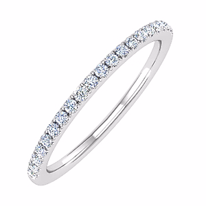 14K White Gold Half Eternity Diamond Wedding Band Ring for Women (0.15 Carat) (Ring Size 6.25) (I1-I2 Clarity)