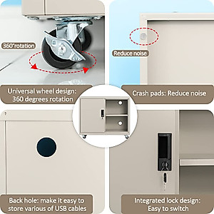 Fumedo Metal Mobile Lateral File Cabinet, Storage Locker,Printer Stand with Open Storage Shelves for Office,School,Home,Living Room. (Gray)