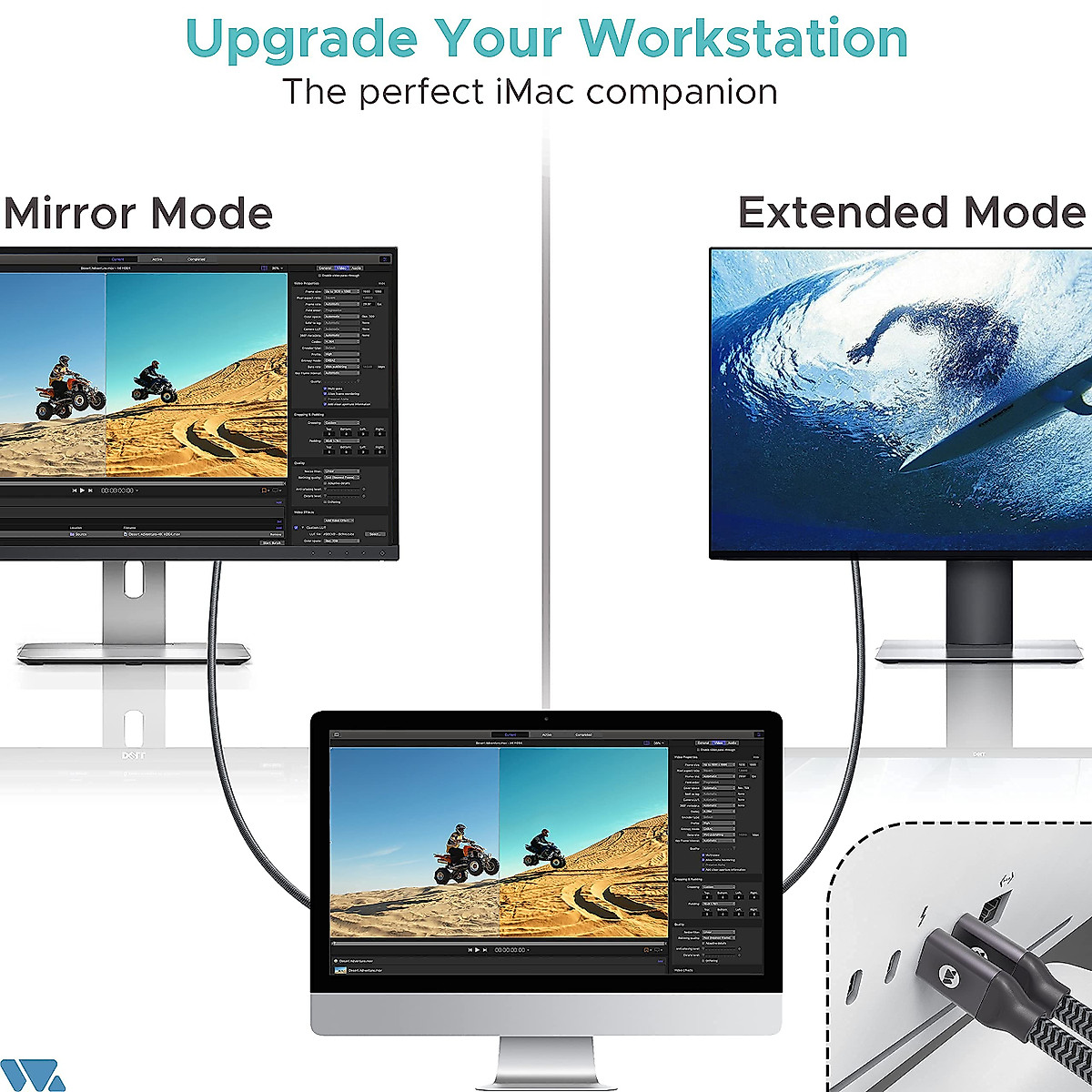 Warrky USB C to DisplayPort Cable (4K60Hz, 2K165Hz) + USB C to HDMI Cable (4K30Hz) Bundle