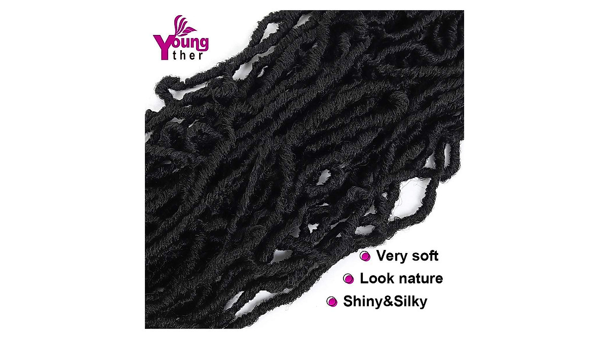 Youngther 24 Inch Faux Locs Crochet Hair 6 Packs for Black Women