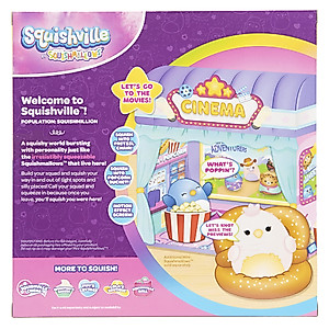 Squishville Mini-Squishmallows Cinema Playset - Includes One 2-Inch Plush, Pretzel Chair, Popcorn Bucket - Irresistibly Soft, Colorful Plush