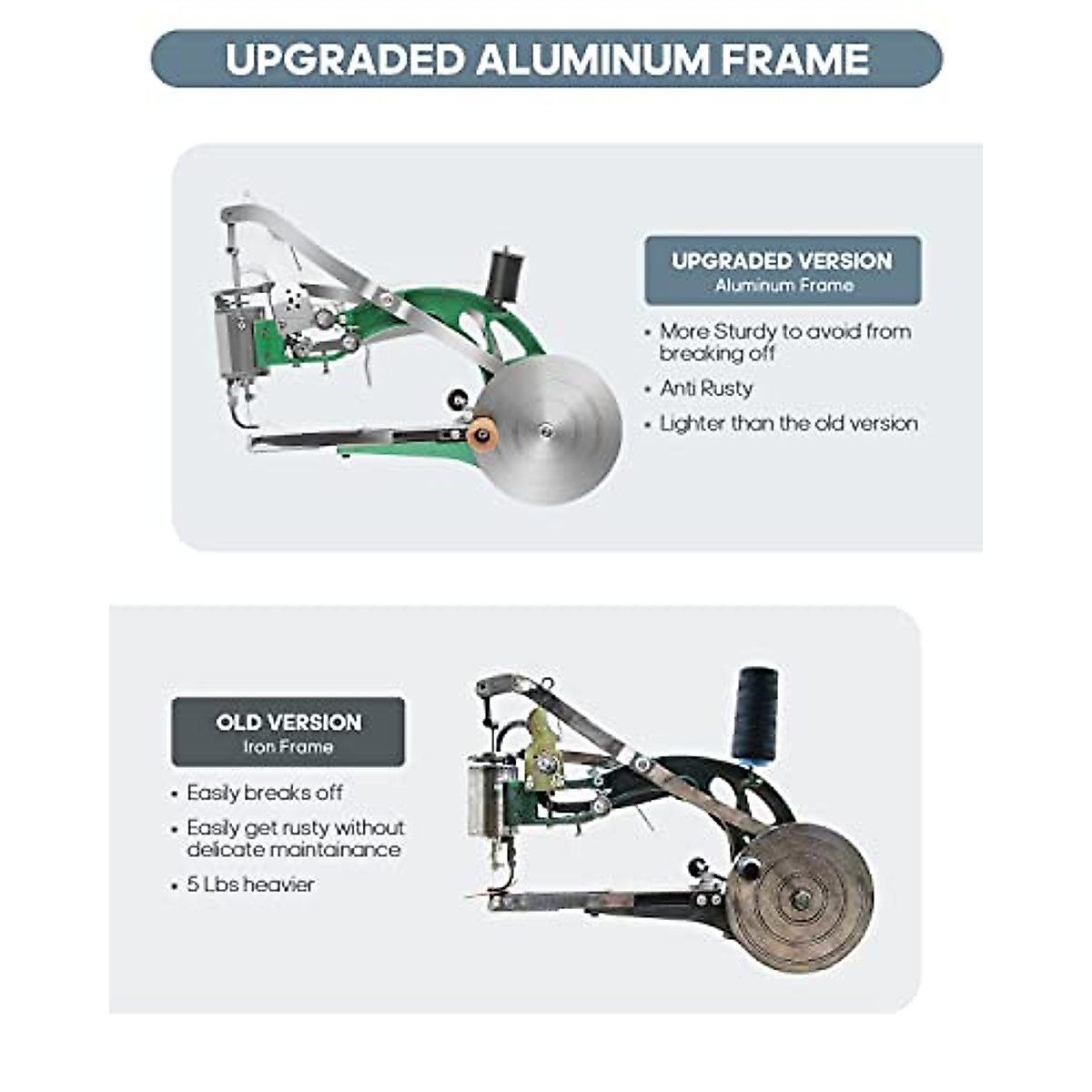 FAHKNS Shoe Repair Machine Handheld Leather Sewing Machines Cobbler Stitching Industrial Heavy Duty Maquina de Coser Manual Nylon Line for Upsolery Zippers Coats Bags Clothes Quilts Trousers Belt DIY Items