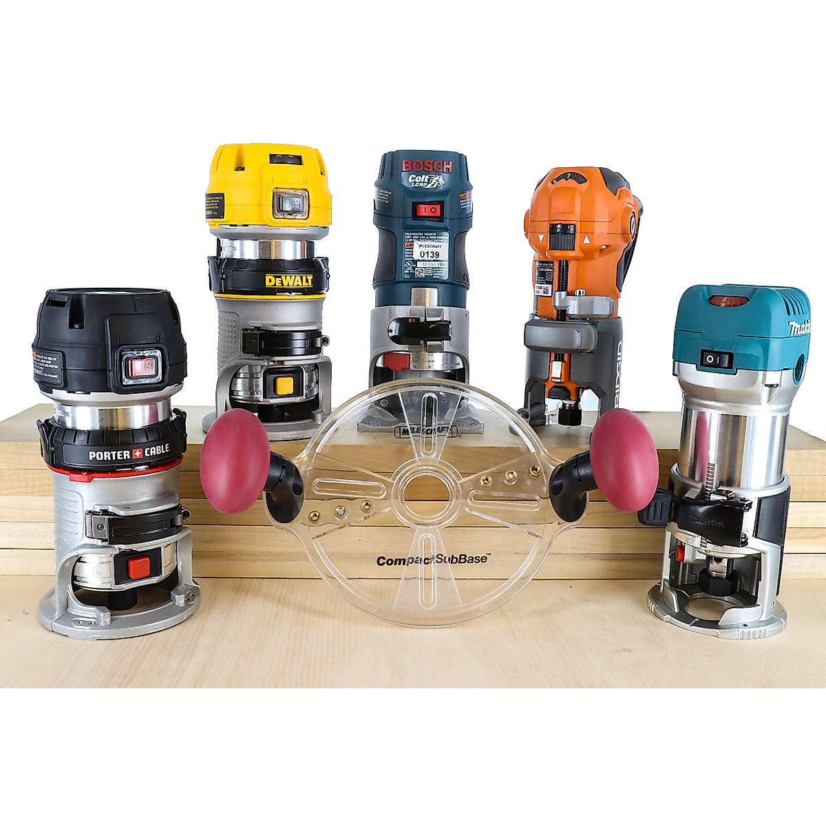 Milescraft 1225 Compact Sub Base - Universal Router Guide Sub Base for Compact Routers - Compatible with Porter Cable Style Routers