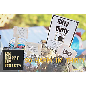 So Happy Im Thirty Napkins, 30th Birthday Napkins, Black Gold 30th Birthday Cocktail Napkins, Men Women 30th Birthday Party Decorations, Cheers to 30 Years, 30 Fabulous Party Decor (5 x 5 In,50-Pack)