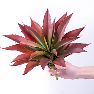 Veryhome Succulents Plants Artificial Aloe Plant, 12.5Inch Large Faux Succulents Unpotted, Premium Crafting DIY Greenery Decor for Indoor & Outdoor(Red)