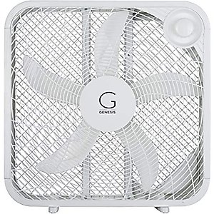Genesis 20" Box Fan, 3 Settings, Max Cooling Technology, Carry Handle, White (G20BOX-WHT)
