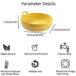 GHappiness Silicone Air Fryer Liner, 2 Pack Non-stick Liner Accessories for 5QT-8QT Air Fryer, Reusable Air Fryer Silicone Air Liner with Gloves & dishcloth(2 Pcs Round)