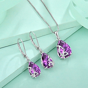 Blaniy February Birthstone Necklace for Women 925 Sterling Silver Amethyst Necklace Butterfly Pendant Birthday Mothers Day Anniversary Christmas Teardrop Butterflies Jewelry Gifts for Her