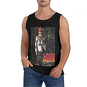 WAYOQI Baki The Grappler Men's Tank Tops Tshirt Sleeveless Shirts Shirt Running Workout Cotton Casual Black Large
