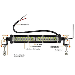 Ultra Slim Single Row Green LED Offroad Driving Fog Lights Bar Green Hunting Fishing Lights 2Pcs 7Inch Waterproof Auxiliary Work Lights Grille Lights Bar fit for Fish Pig Deer Truck Trator Boat Cars
