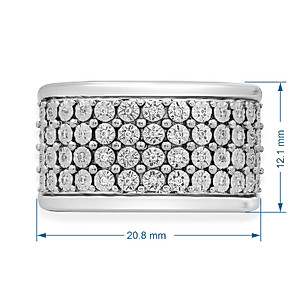 Jewelili Sterling Silver 1/10 Cttw Natural White Round Diamond Anniversary Ring, Size 8