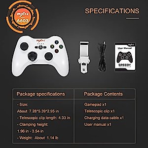 PXN 6603 MFi Controller Wireless Game Controller Portable Joystick Vibration Handle Gamepad for IPhone/IPad/IPod Touch/Apple TV (White)