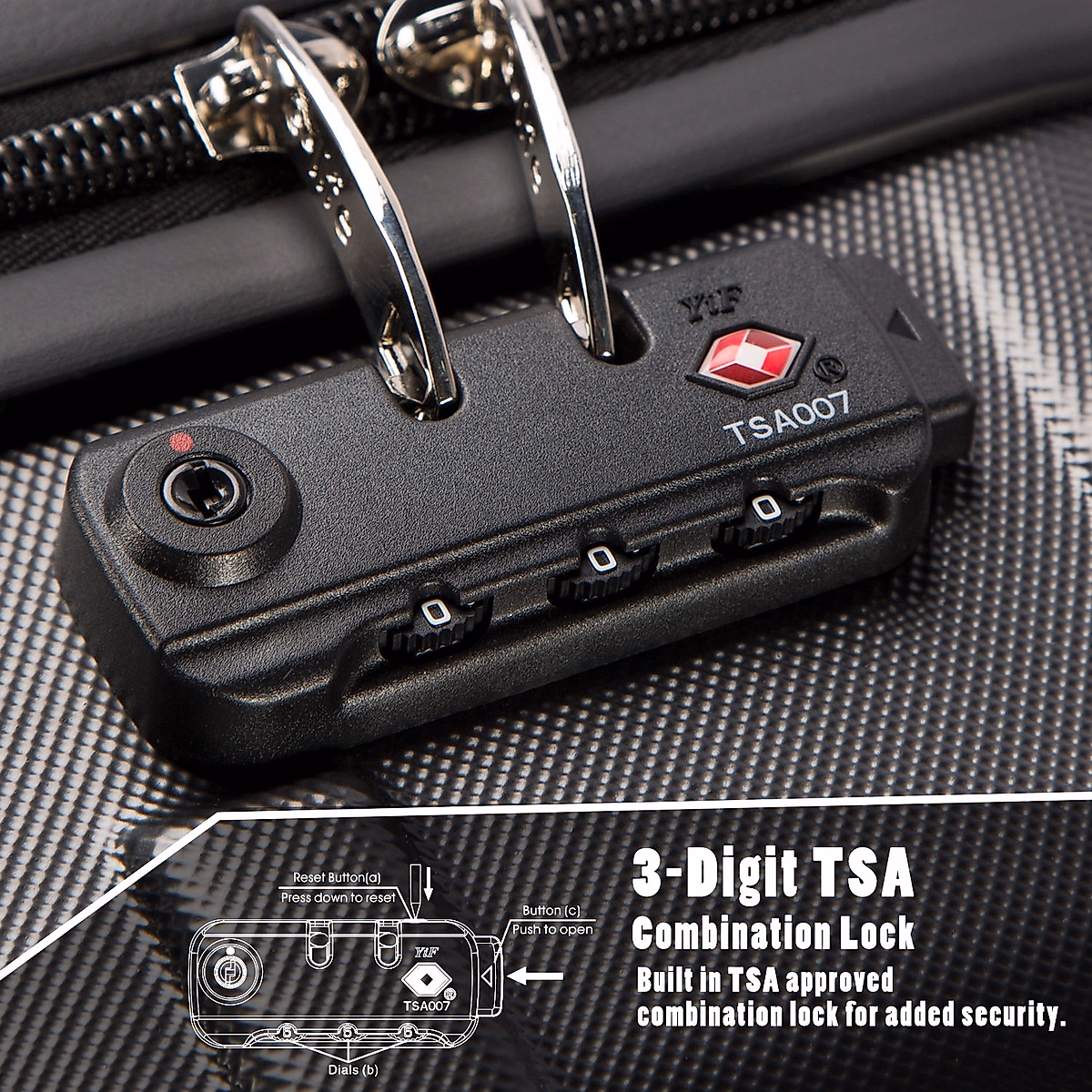 Coolife Luggage Suitcase Carry-on Hardside Travel Luggage TSA Lock Spinner Telescopic Handle