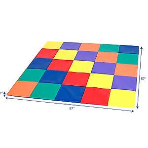 Children's Factory Patchwork Crawly Mat, Cushioned Floor Mat for Kids, Daycare Mat for Babies