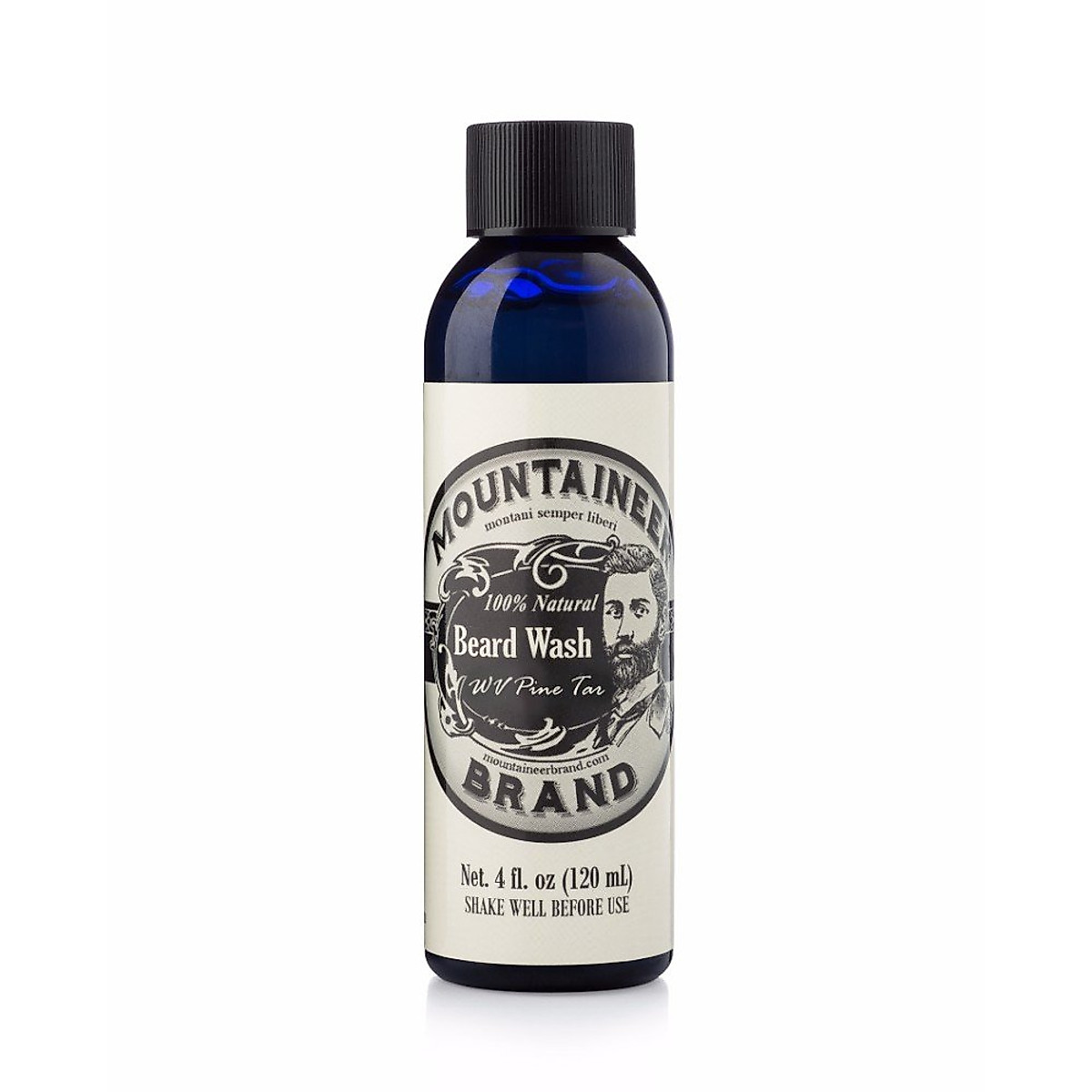 Mountaineer Brand Beard Wash For Men | 100% Natural Beard Shampoo | Thick Cleaning Softening Lather for Hair and Skin | Hydrate and Detangle | Grooming Treatment | WV Pine Tar Scent 4oz