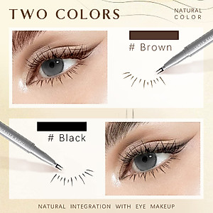 NewBang Double Tip Lower Eyelash Pencil Waterproof Anti-Smudge Dual Pronged Bottom Eyelashes Pen Super Slim Eye Liner Liquid Eyeliner Natural 3D Under Lashes for Eye Makeup (Black+Brown 2Pcs)