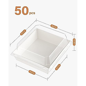 Kootek 50 Pack Paper Charcuterie Boxes with Clear Lids, 5.7 Inches Disposable Individual Food Containers Dessert Bakery Box for Sandwich, Slice Cake, Cookies, Hot Cocoa Bombs, Strawberries