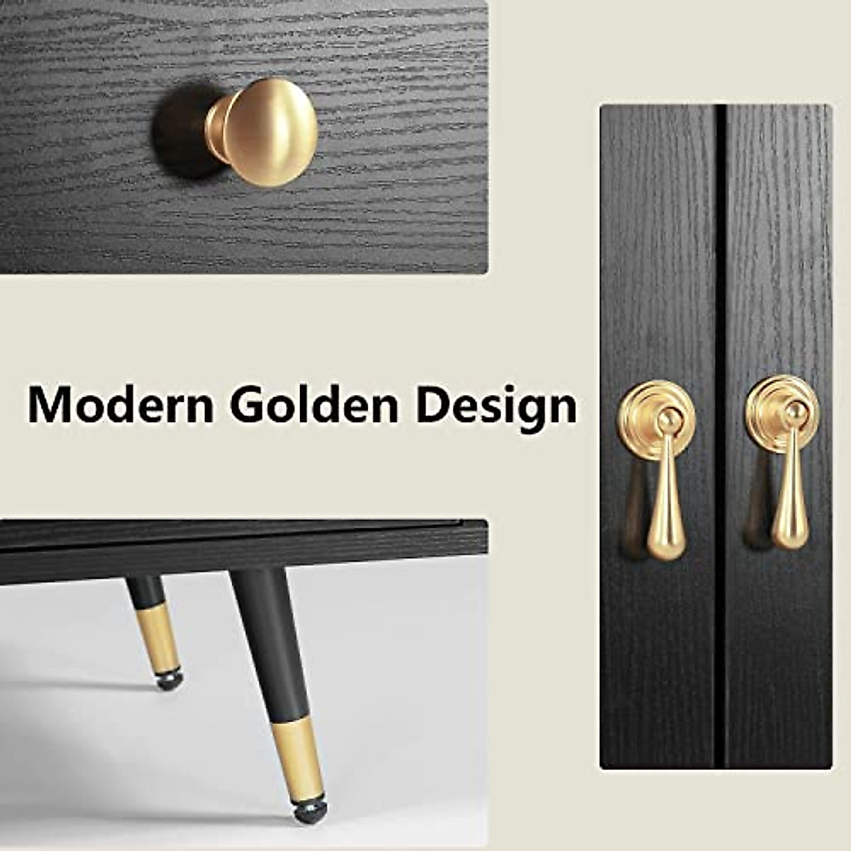 Buffet Cabinet with Storage, 55” Black Kitchen Cabinet with 4 Handmade Natural Rattan Doors, Black Sideboard Storage Cabinet with 2 Drawers for Dining Living Room