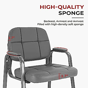 CLATINA Waiting Room Guest Chair with Bonded Leather Padded Arm Rest for Office Reception and Conference Desk Black (Grey 4 Pack)