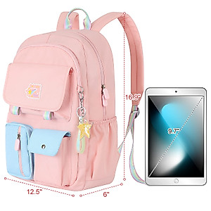 lovco Girls Backpack,Kids Backpack,Cute Backpacks for Girls,Elementary Preschool Kindergarten Supplies, for Children Aged 7-15 (Pink)