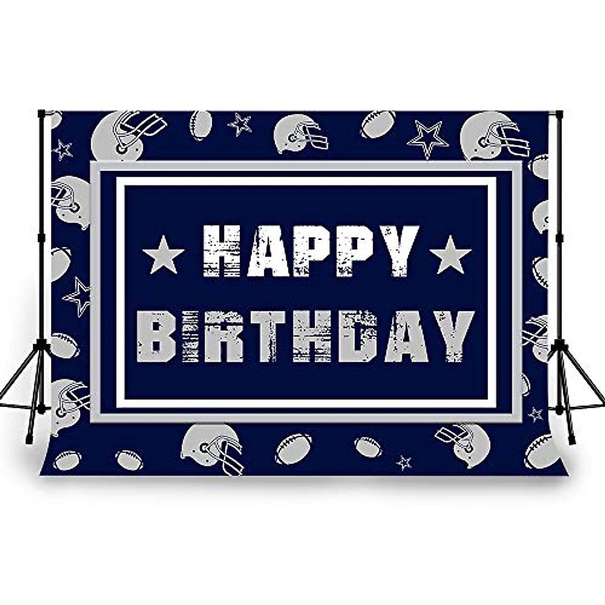 Football Backdrop for Birthday Party, 7x5ft/2.1x1.5m New Vinyl, Blue and White Gray Helmet Stars Photography Background, Sports Fans Party Decor Supplies Banner Photo Shooting Props BJZYST203