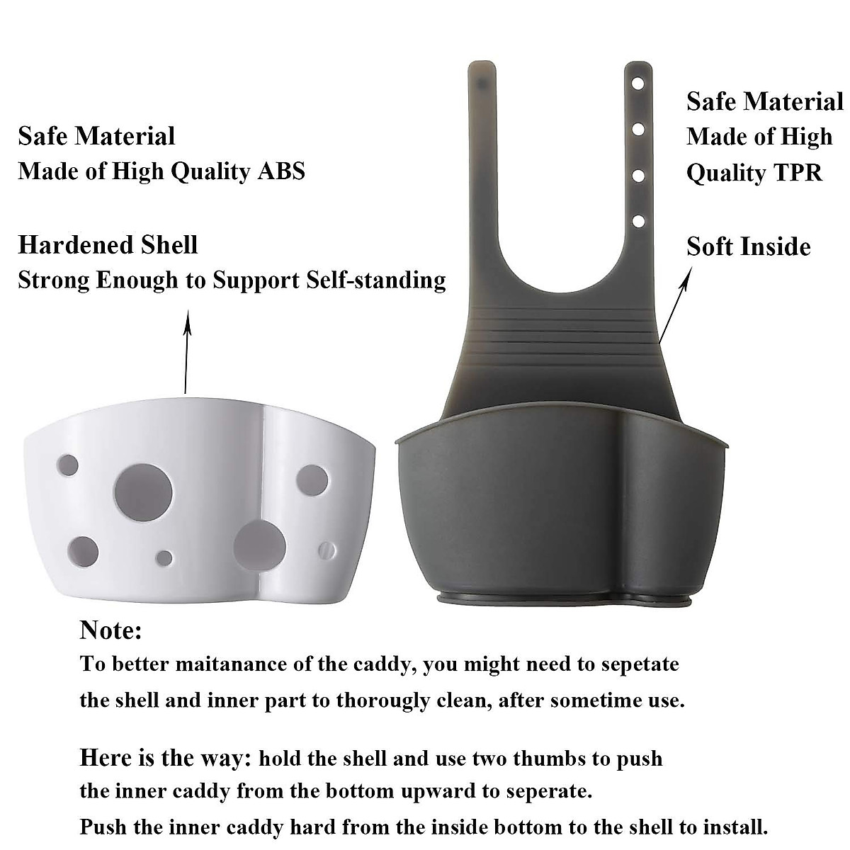 UNIKON 2 Pack Sink Caddy Sponge Holder Sink Sponge Organizer, Hanging Kitchen Adjustable Strap Faucet Caddy, White