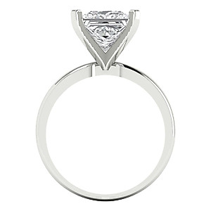 Clara Pucci 3.0 ct Princess Cut Solitaire Moissanite Engagement Wedding Bridal Promise Anniversary Ring 18K White Gold Size 7.25