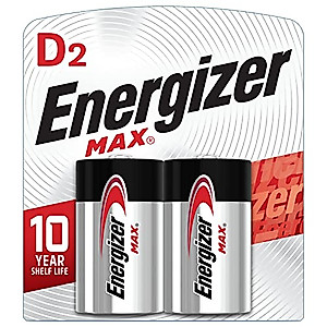 Energizer MAX D Batteries (2 Pack), D Cell Alkaline Batteries