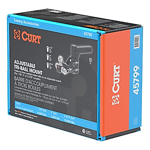 CURT 45799 Adjustable Trailer Hitch Ball Mount, Fits 2-Inch Receiver, 5-3/4-Inch Drop, 1-7/8, 2, 2-5/16-Inch Balls, 10,000 lbs , Black
