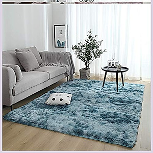 Super Soft Kids Room Nursery Rug 6x9 Area Rug for Bedroom Decor Living Room Kitchen Non-Slip Plush Fluffy Comfy Babys Care Crawling Carpet Blue