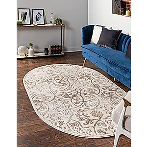 Rugs.com Nepal Collection Rug – 8X10 Oval Dark Beige Medium Rug Perfect for Living Rooms, Large Dining Rooms, Open Floorplans