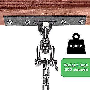 Dolibest Hanging Kits Hammock Chair Hardware, Heavy Duty Swing Hanger with Chain for Indoor Outdoor Playground Hanging Hammock Chair Punching Bags, 4 Screws, 600 LB Capacity, 3.28ft, 360° Rotation