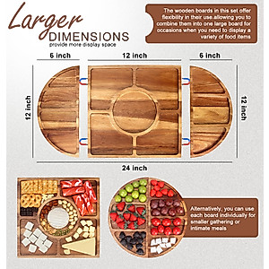 Extra Large Wood Charcuterie Boards Set Gift 24" x 12" Wooden Cheese Board Magnetic Acacia Serving Boards Big Grazing Charcuterie Tray Cheese Meat Platter for Bridal Shower Wedding Housewarming Gifts