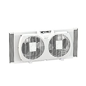 Comfort Zone CZ319WT 9" Twin Window Fan with Reversible Airflow Control, Auto-Locking Expanders and 2-Speed Fan Switch, White