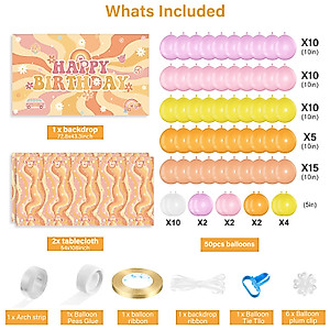 Groovy Birthday Party Decorations Retro Hippie Boho Party Supplies Daisy Flower Backdrop Tablecloth Balloons Kit Boho Two Groovy Party Decorations for Girls Kids Birthday Baby Shower