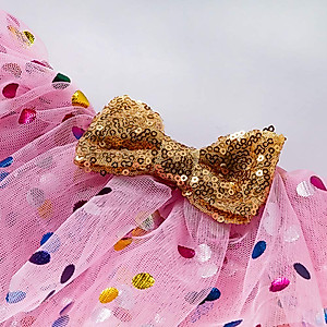 AGQT Baby Girls 1st Easter Outfit Set 3Pcs Bodysuit with Pink Polka Dot Tutu Skirt Size 0-3 Months(59)