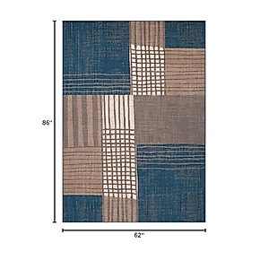 LUXE WEAVERS Modern Plaid Blue 5x7 Area Rug