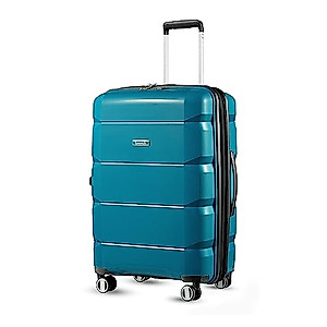 LUGGEX Blue 24 Inch Expandable Luggage with Spinner Wheels - Lightweight Checked Luggage - Effortless Vacation Mobility (Teal Suitcase)