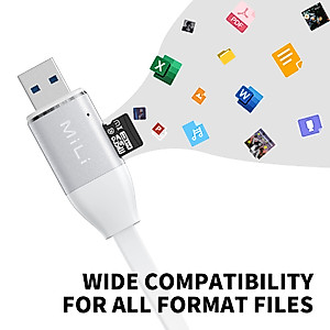 MiLi USB Flash Drive Charging Cable, iOS USB 3.0 Flash Drive for iPhone iPad and Computers, Memory Stick for External Mobile Storage for Photos Videos and More, Compatible with All Format Files