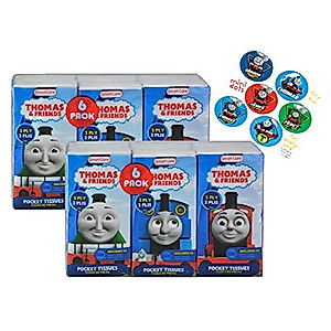 Thomas & Friends 12pk Kids Pocket Tissues Featuring Percy, Thomas & James! Plus Bonus Thomas Stickers!