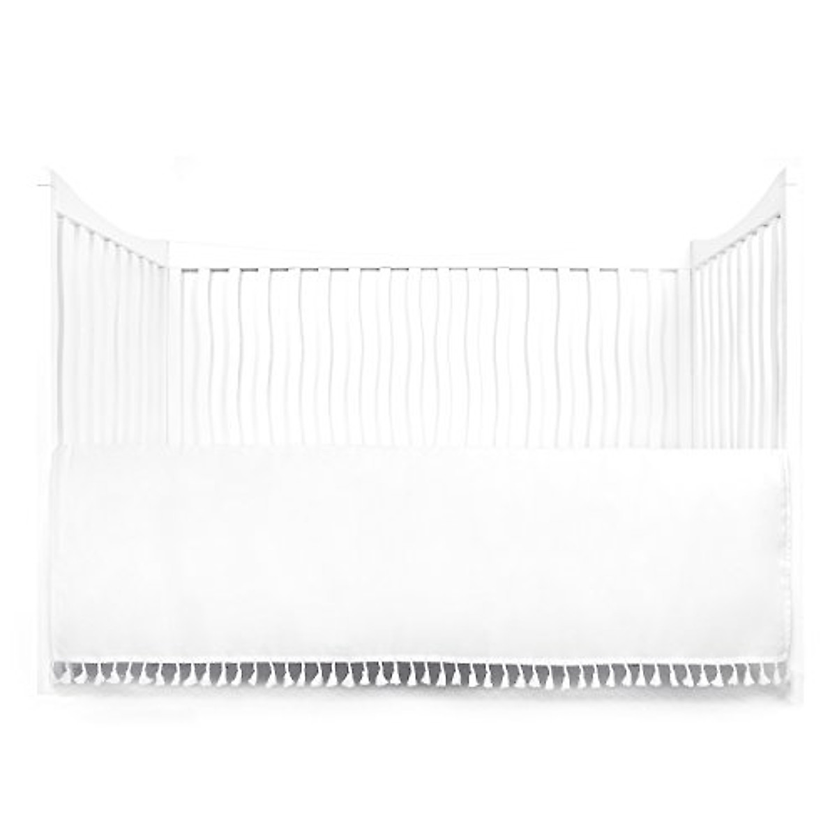 Tadpoles Crib Skirt with Tassel | 28" x 52" with a 14" Drop | Made of 100% Softly Brushed Microfiber Polyester | Easy to Care for | Soft, Smooth, Breathable & Durable | Ideal for Babies | White