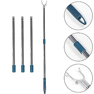 Cabilock Heavy Duty Clothes Rack Reach Stick Pole with Hook Extendable Clothes Stick Pole High Reach Garment Hook Telescoping Closet Pole for Closet Indoor Outdoor Clothesline Retractable Clothesline